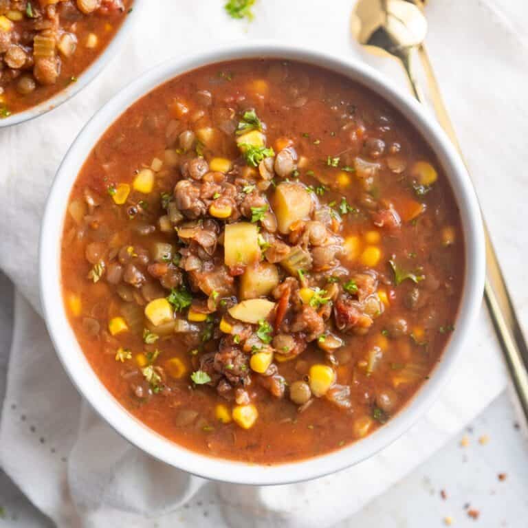 Lentil Vegetable Soup (Easy + Healthy) - Becoming You With Julie