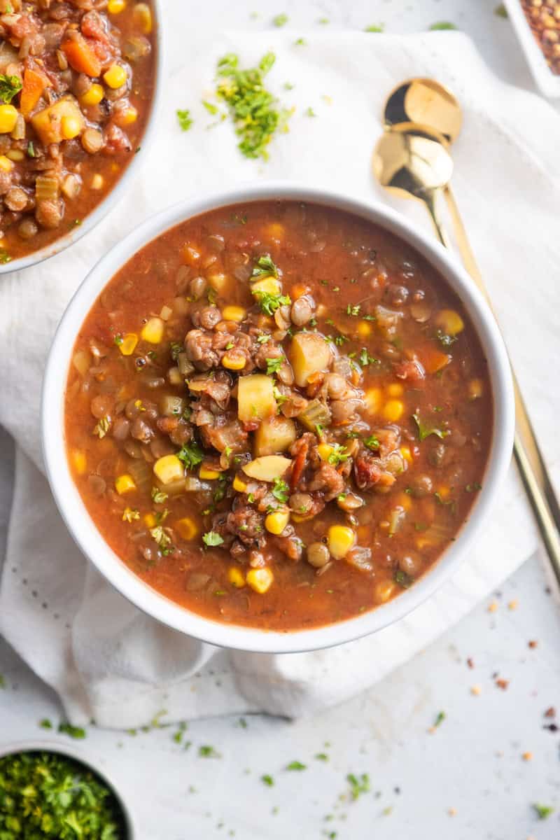 Lentil Vegetable Soup (Easy + Healthy) - Becoming You With Julie