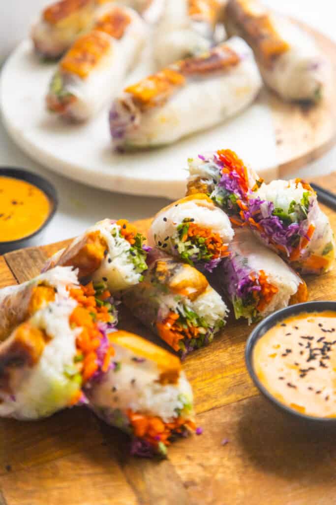 Fresh Vegan Spring Rolls with Peanut Sauce - Becoming You With Julie